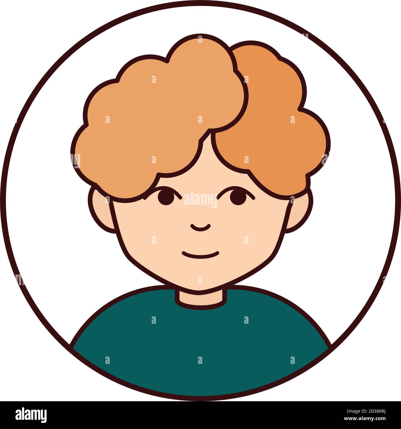 young boy cartoon character, round line icon vector illustration Stock ...