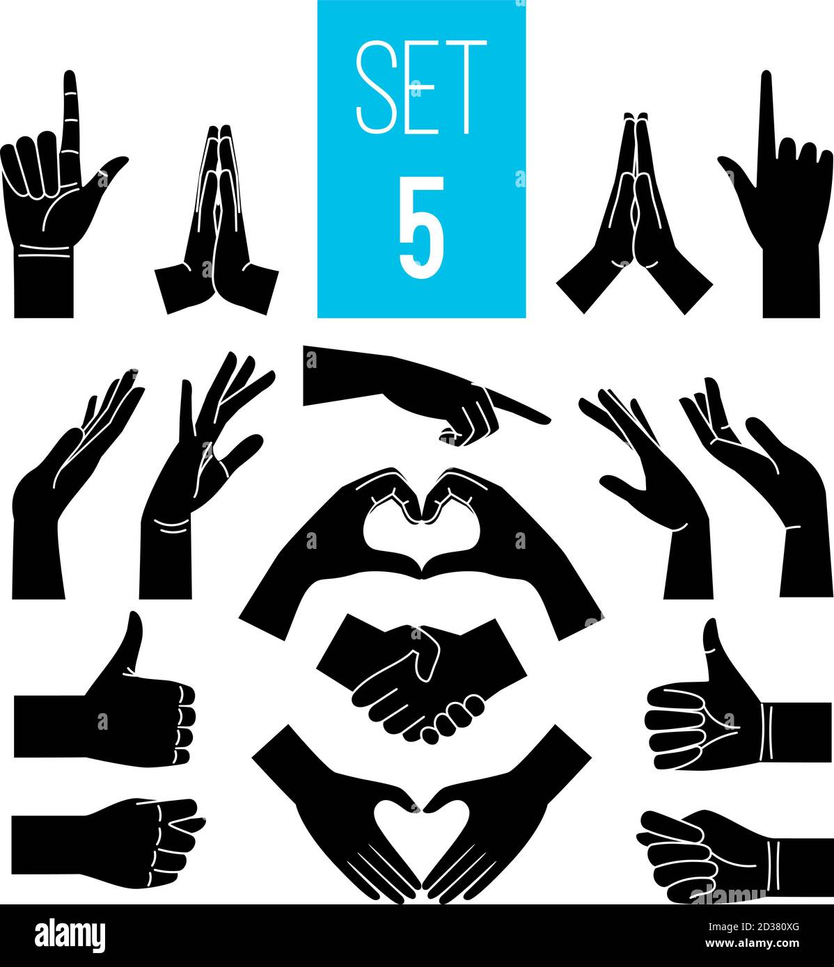 Black hands gestures. Hand and arm icons, gesture graphics signs ...