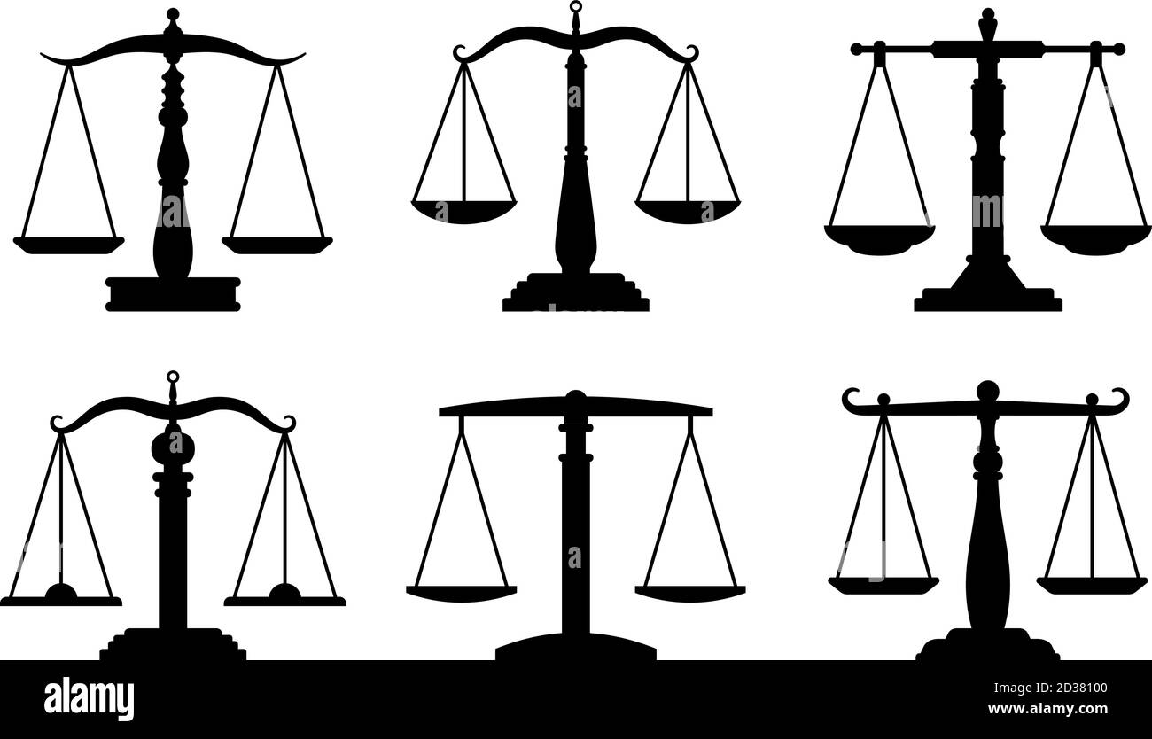 Trading or law scales icons. Vector lawyers scales, compar symbols ...