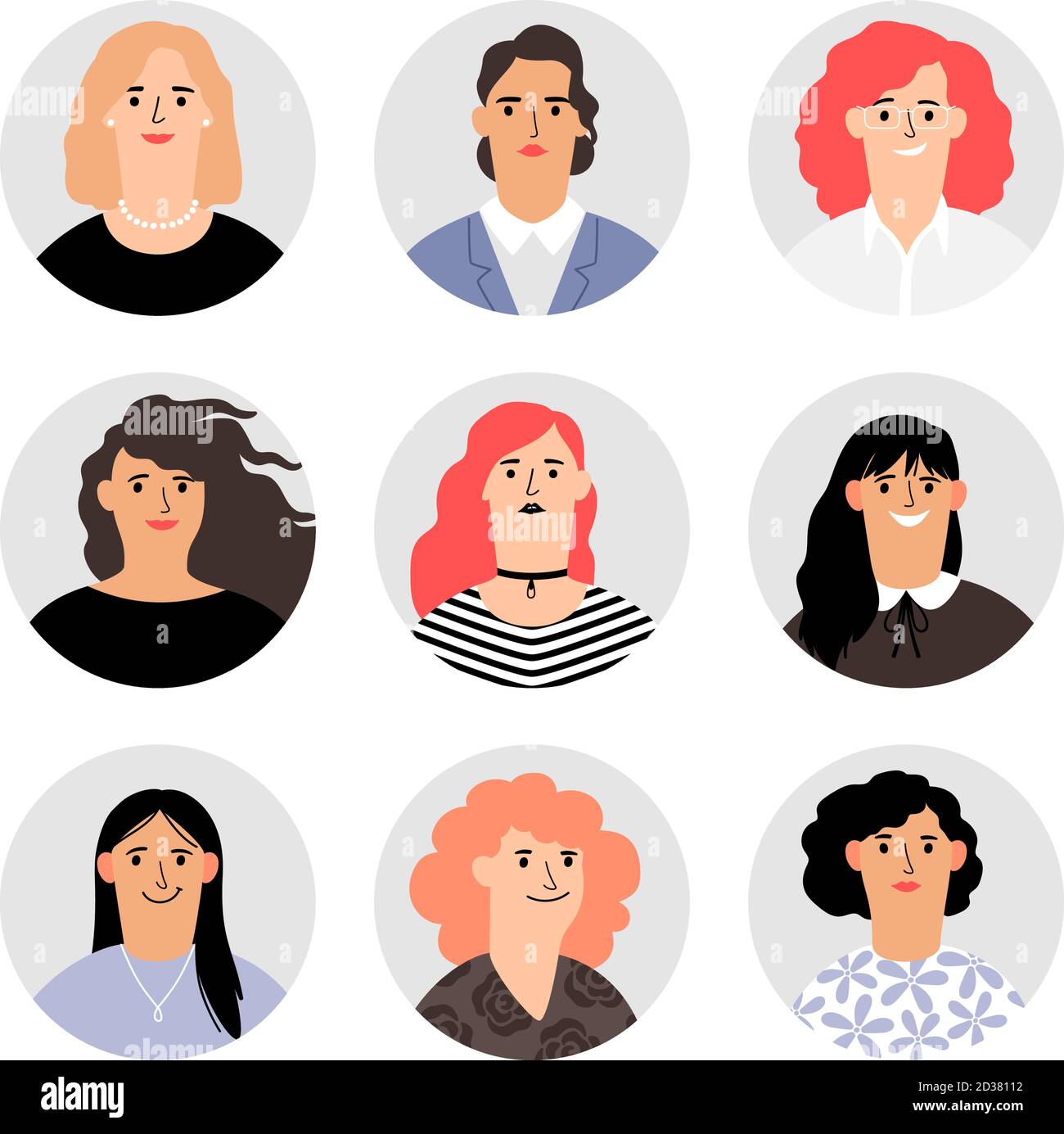 Woman face avatar portraits. Female faces avatars, vector women persons ...