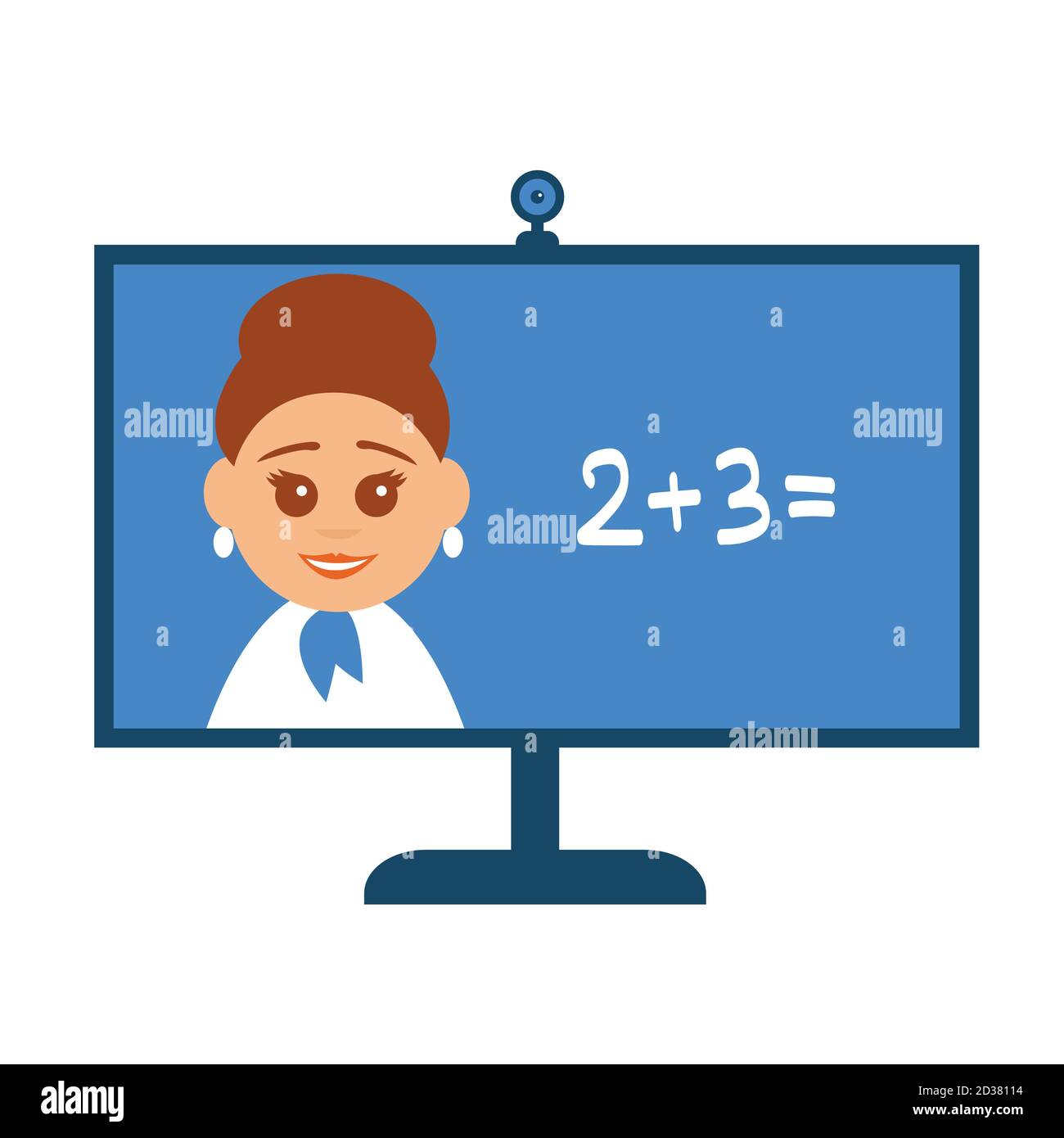 Online math lesson. Distance learning during quarantine. Woman teacher ...