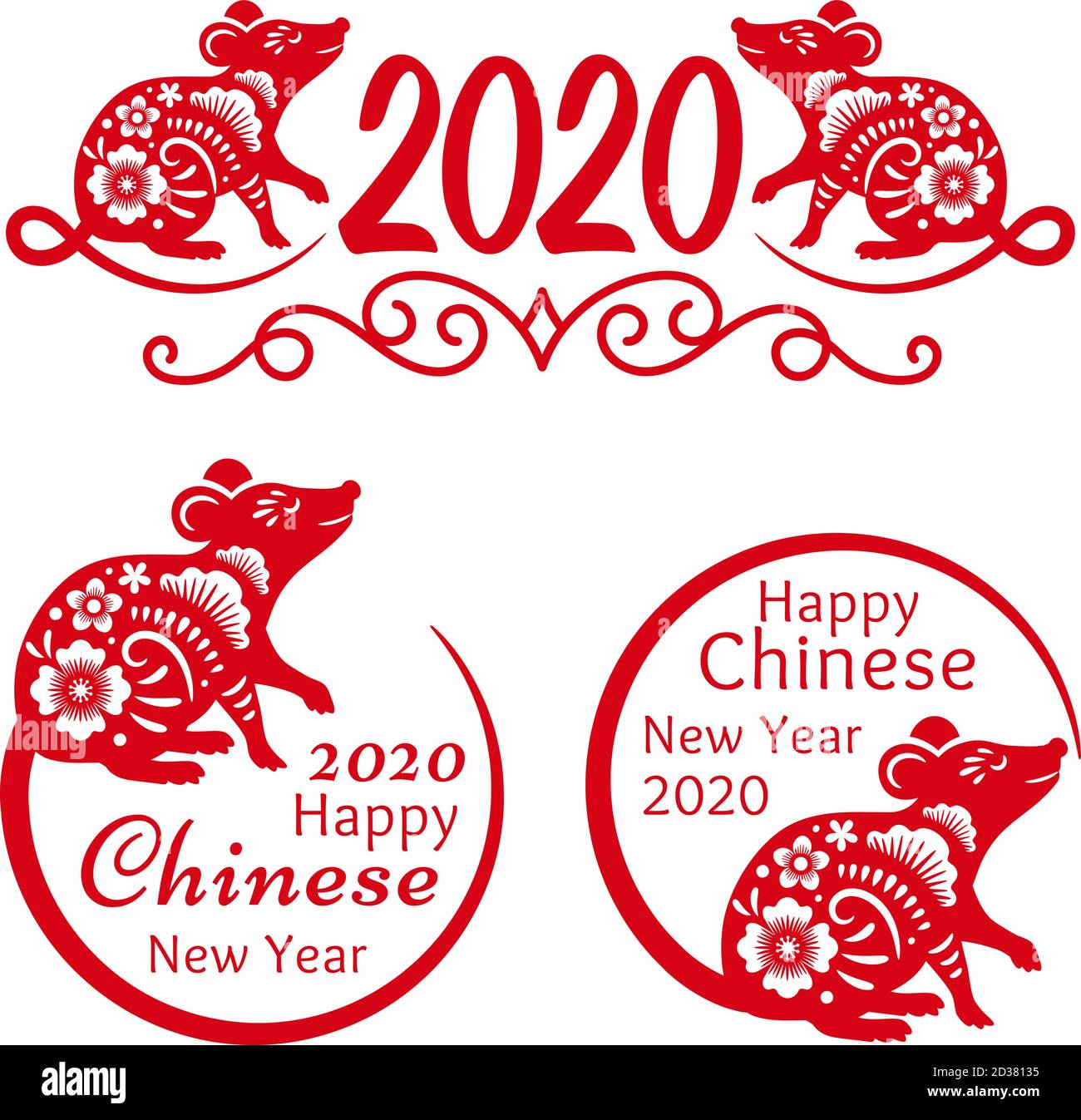 Rat new year 2020 signs. Traditional chinese new year 2020 mascot funny ...