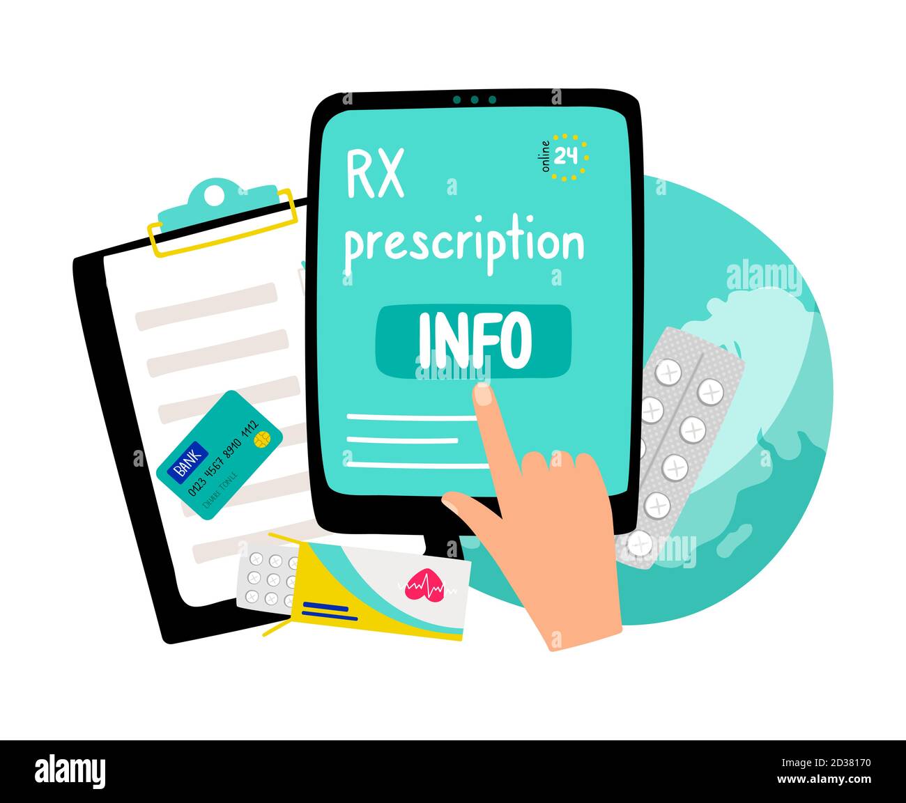RX prescription. Online prescription worldwide concept vector ...