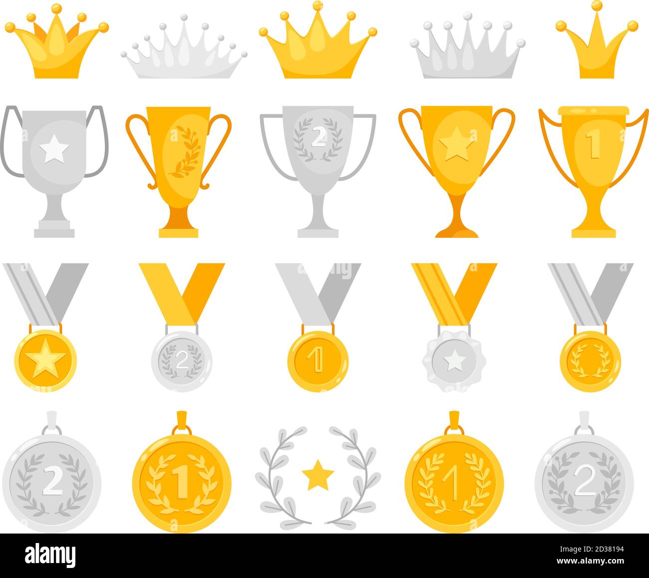 Gold and silver awards set on white background, vector illustration ...