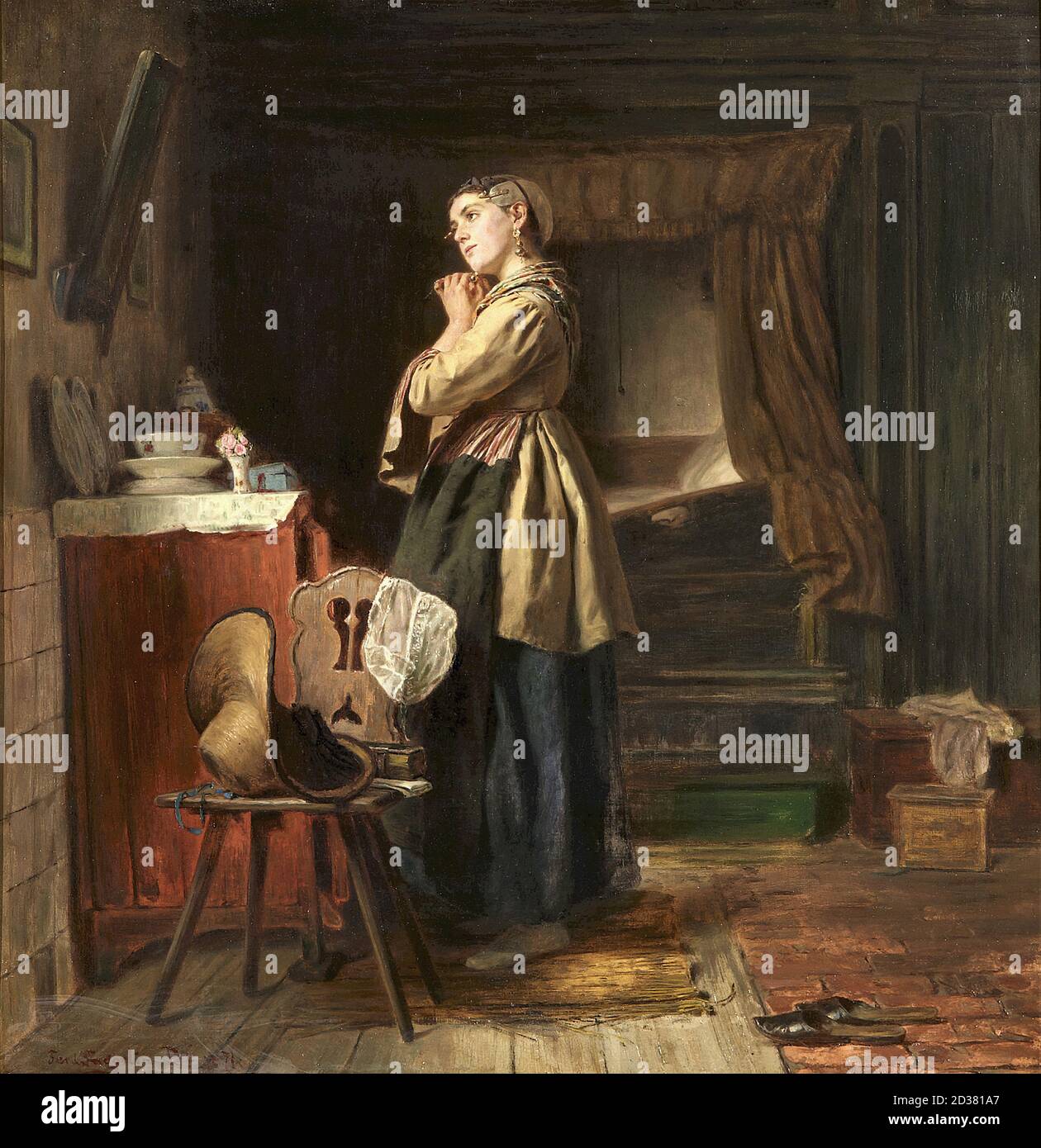 Fagerlin Ferdinand - Girl in Front of a Mirror - Swedish School - 19th ...