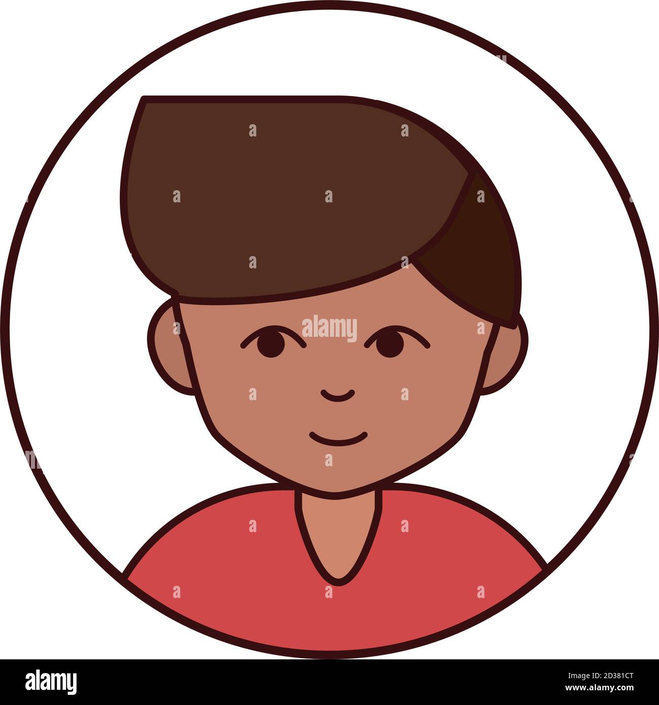 young boy cartoon character, round line icon vector illustration Stock ...