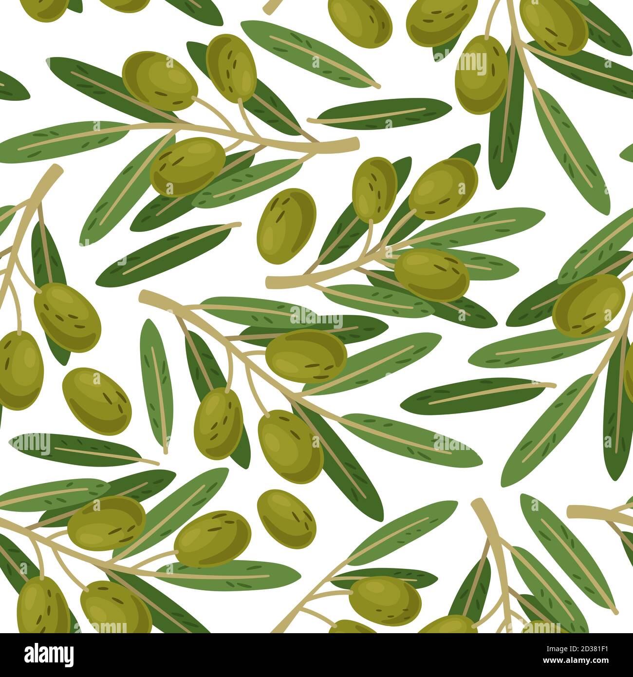 Olive branch seamless pattern. Greek olives branches texture on white ...