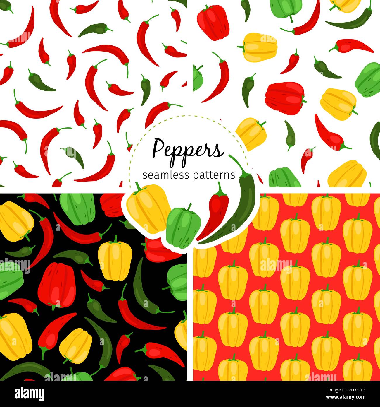 Bell pepper and chilli peppers patterns set, vector illustration Stock Vector Image & Art - Alamy