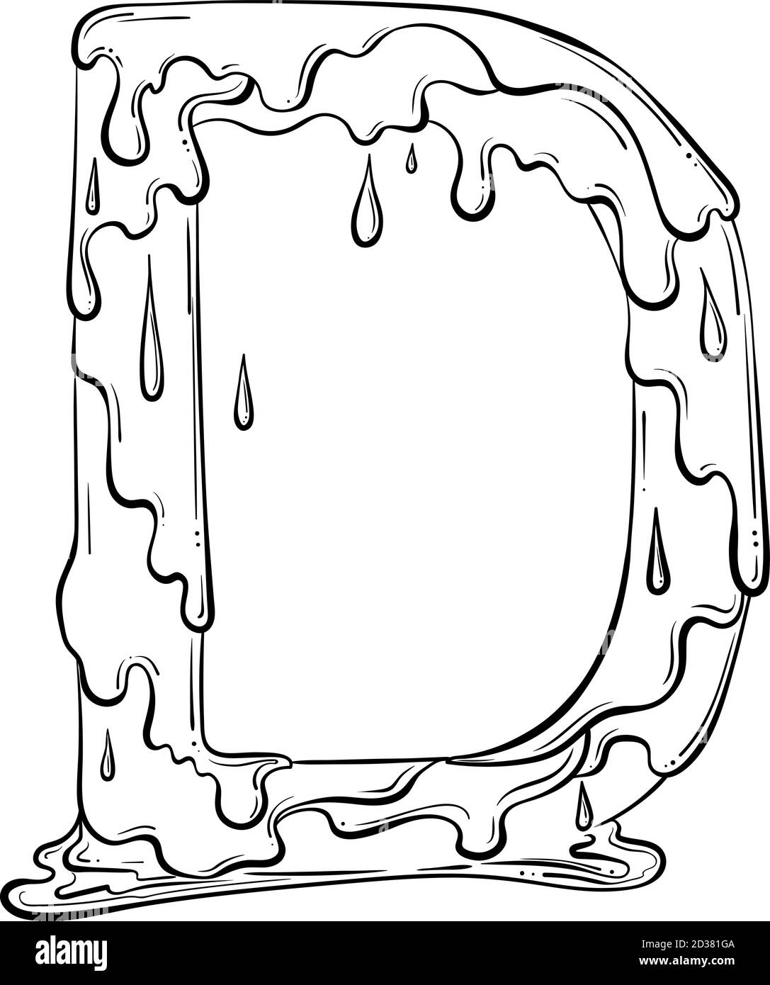 Letter D with flow drops and goo splash. Dripping liquid symbol. Vector ...