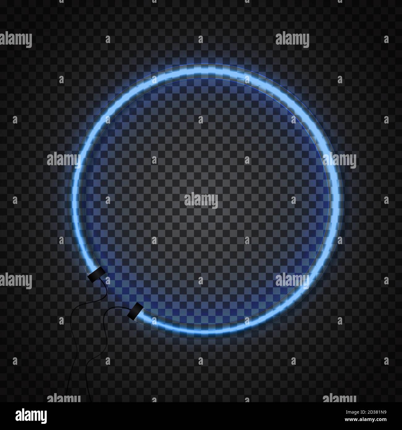 Glowing Neon Tubes Circle Frame on Dark Transparent Background. Vector ...