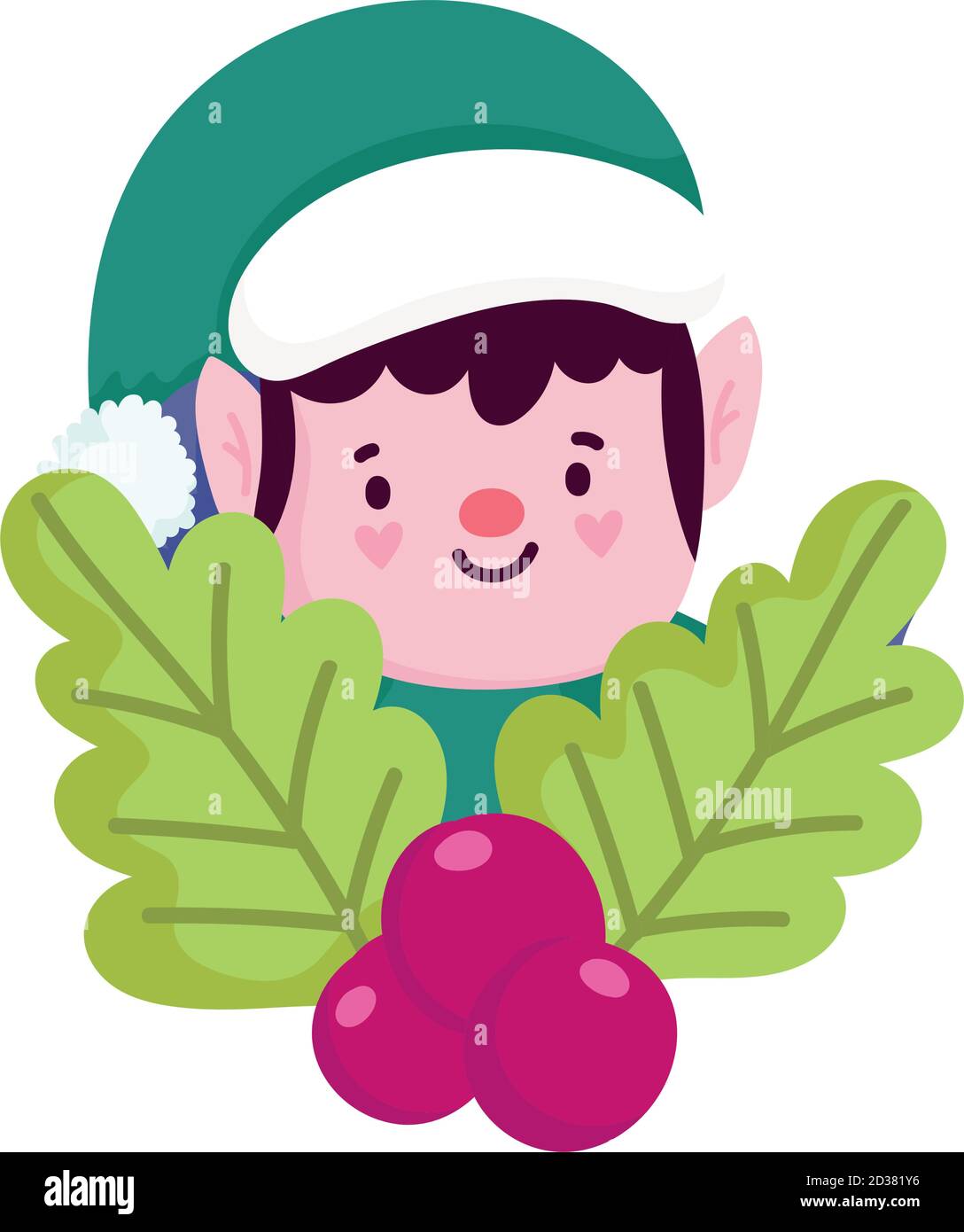 merry christmas, helper with mistletoe celebration, isolated design ...