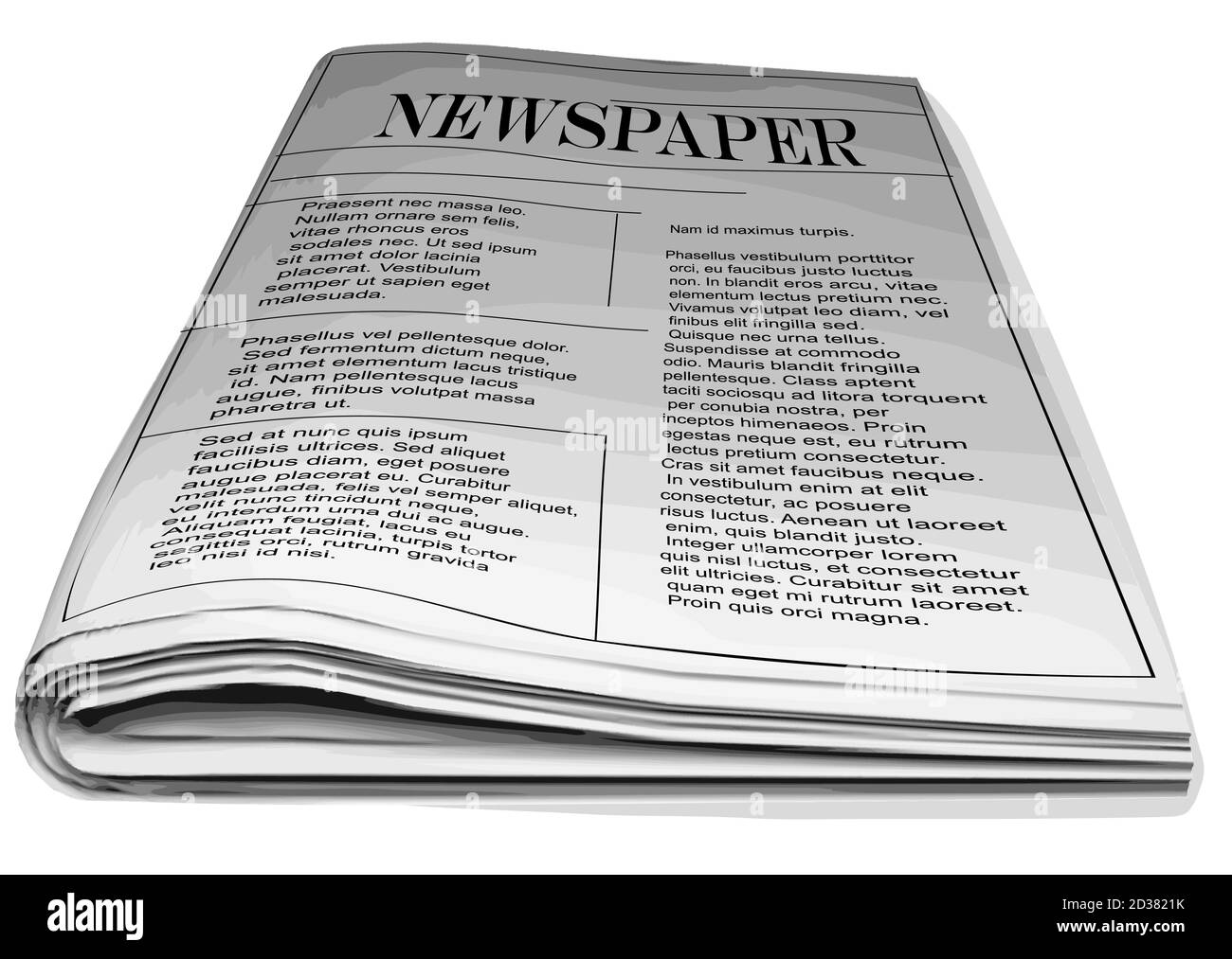 newspaper isolated on white. isolated newspaper with abstract article ...