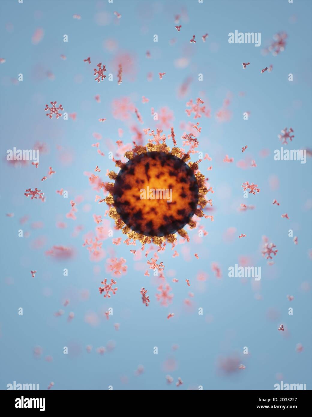 Cluster of human antibodies (igG and igM) attacking a Corona virus ...