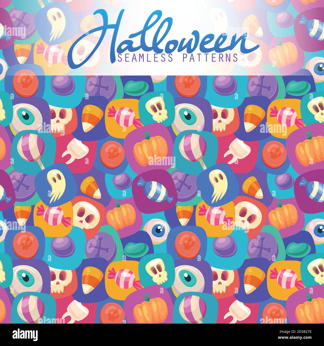 Halloween seamless patterns. Vector halloween background. Flat style ...