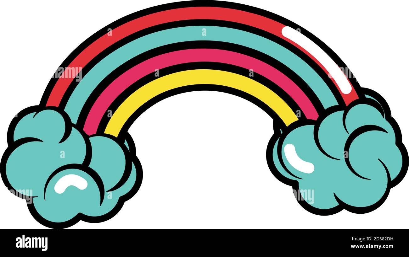 magic rainbow pop art comic style, flat icon vector illustration Stock ...