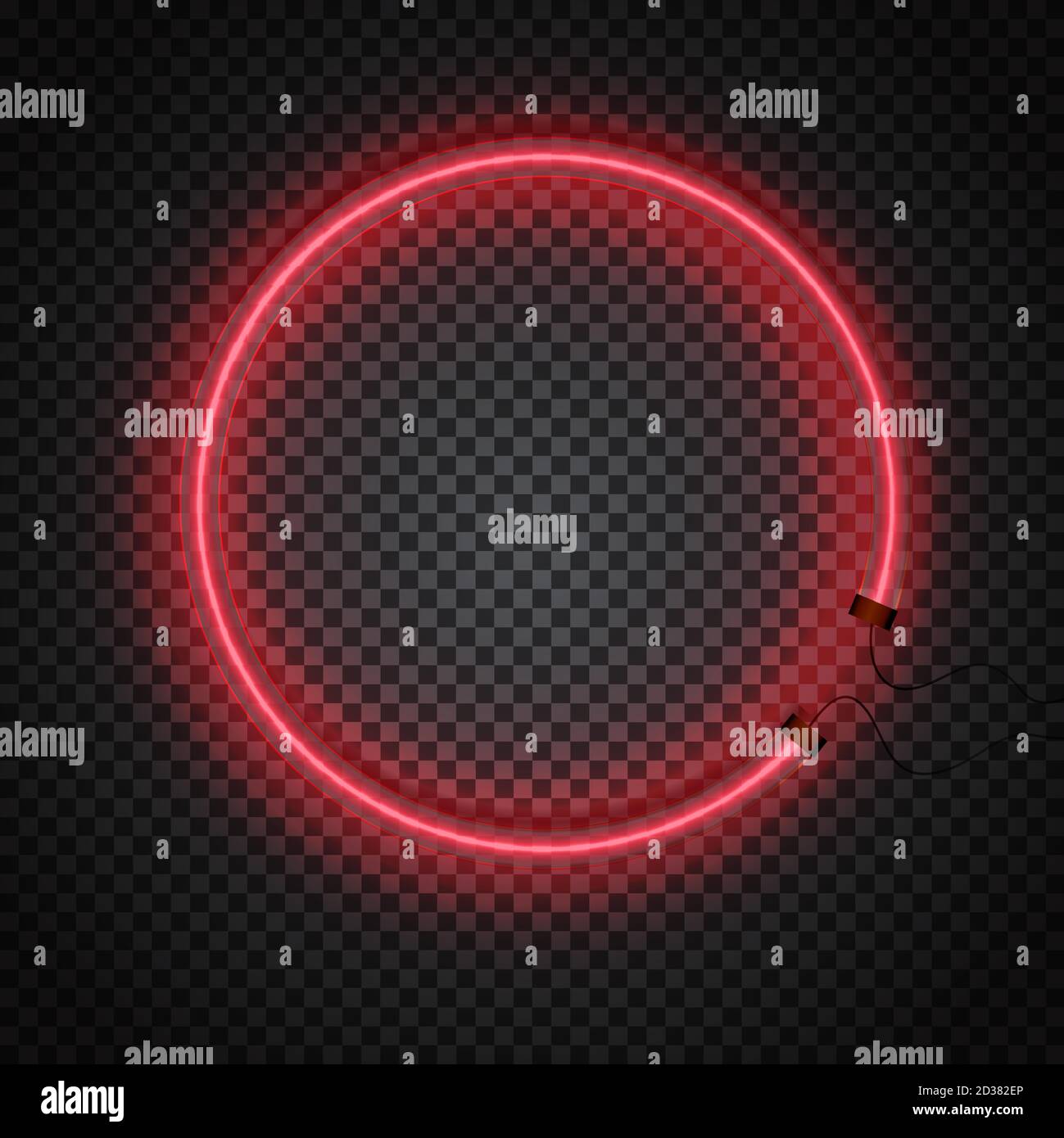 Glowing Neon Tubes Circle Frame on Dark Transparent Background. Vector ...