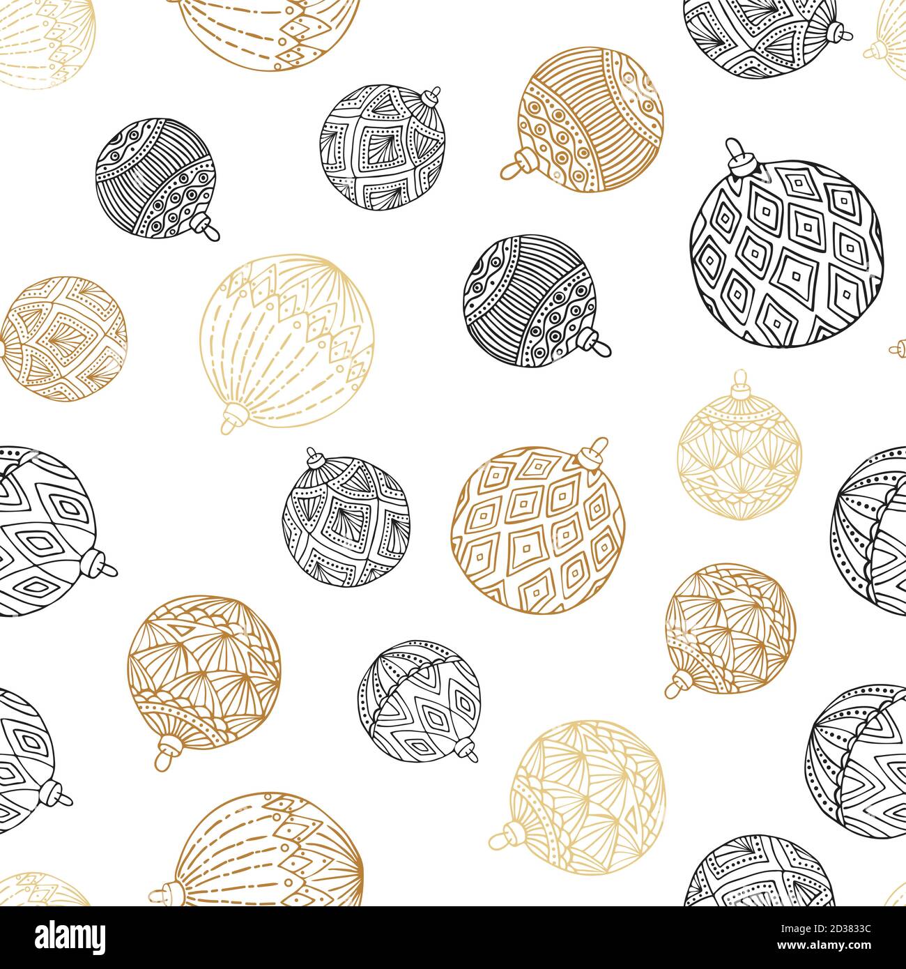 Vintage Christmas vector illustration. Seamless pattern with hand drawn ...