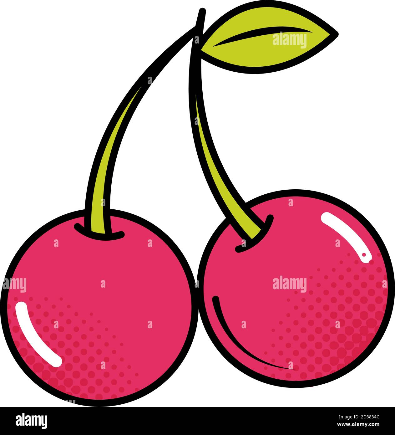 cherry fruits pop art comic style, flat icon vector illustration Stock ...
