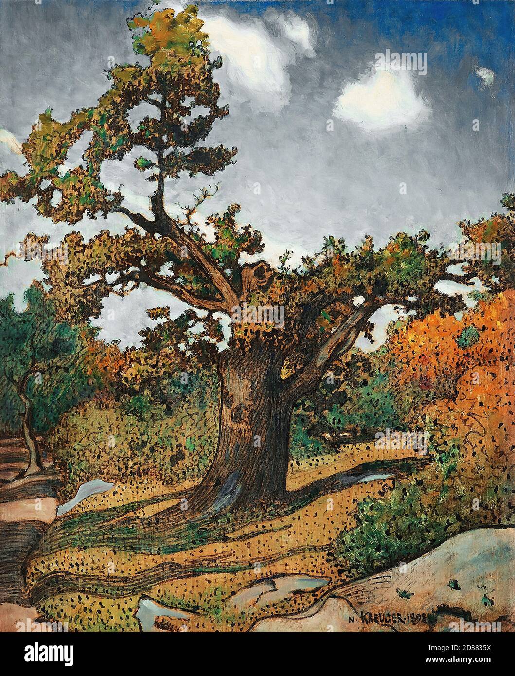 Kreuger Nils - En Gammal Ek - Swedish School - 19th Century Stock Photo ...