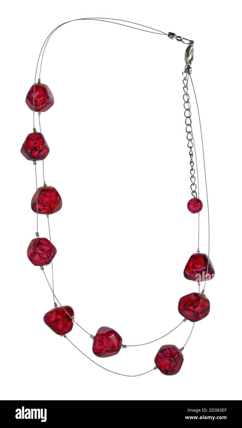 Ruby necklace on isolated white background Stock Photo - Alamy