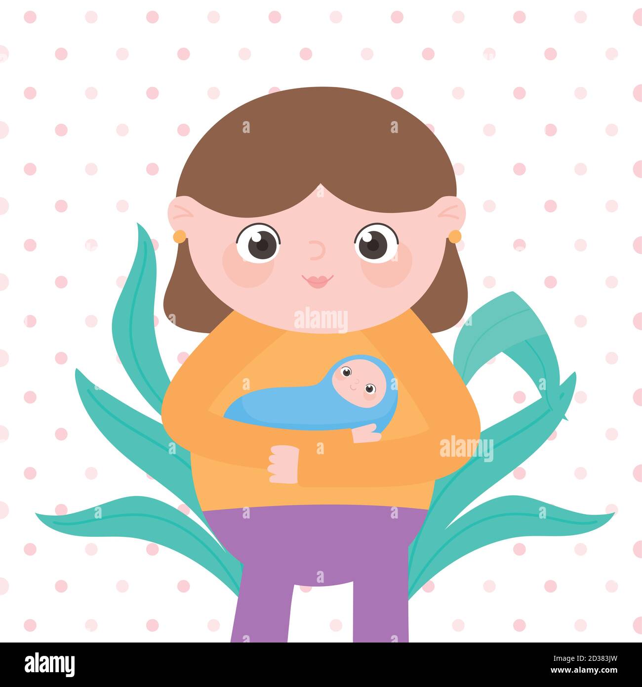 pregnancy and maternity, cute mom carrying a her baby cartoon vector ...