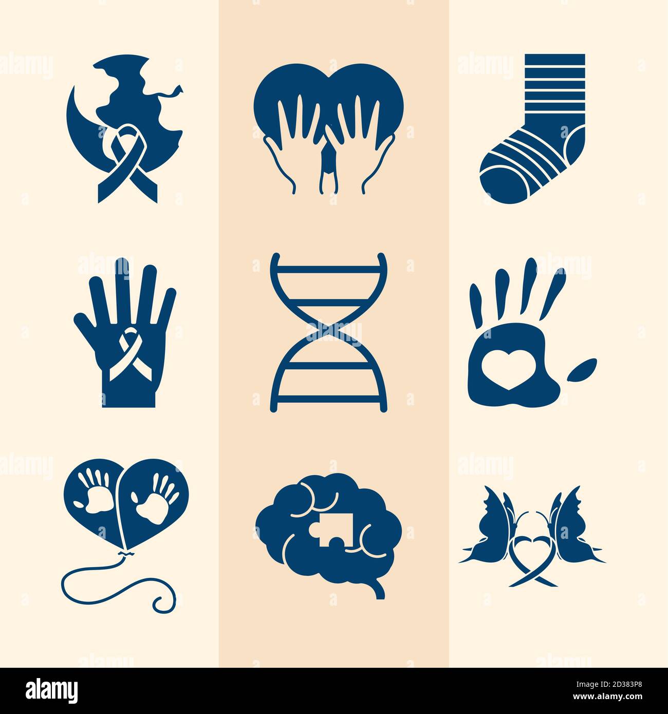 world down syndrome day, collection icons vector illustration ...