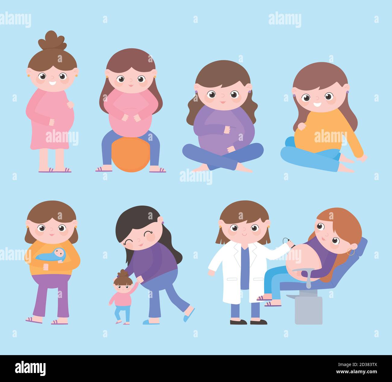 pregnancy and maternity, cartoon pregnant women babies kid and female ...
