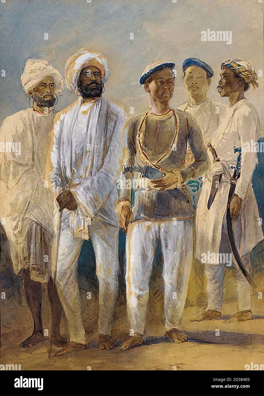 Lundgren Egron - Five Sikhs and Gurkhas - Swedish School - 19th Century ...
