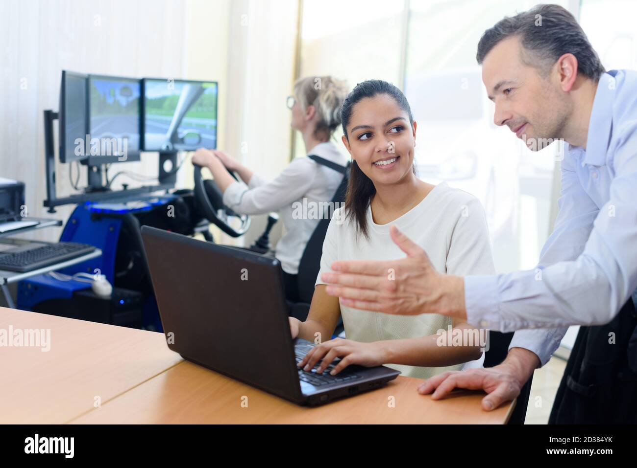 driving lessons in a computer Stock Photo - Alamy