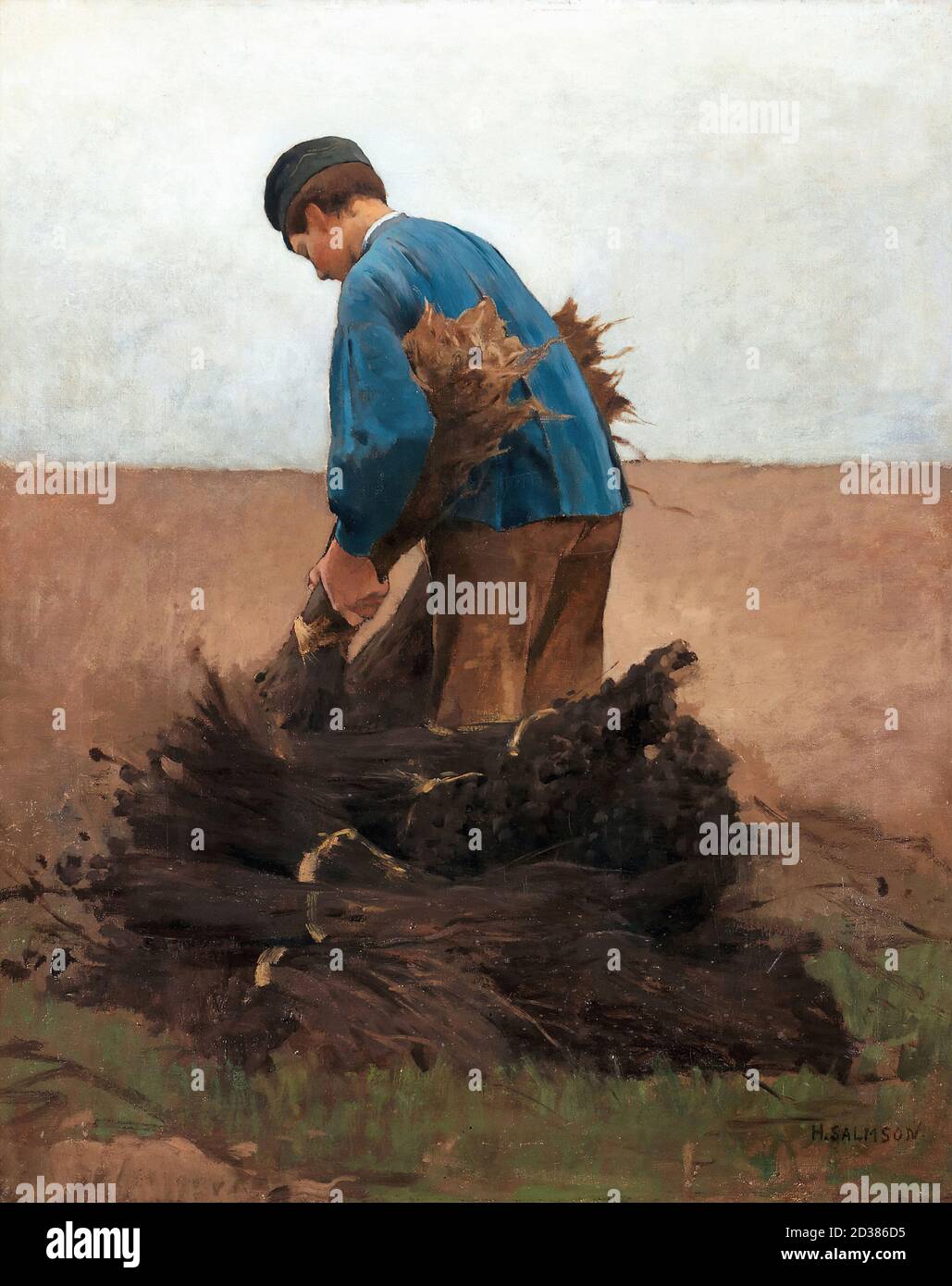 Salmson Hugo Frederick - Boy Gathering Firewood - Swedish School - 19th ...