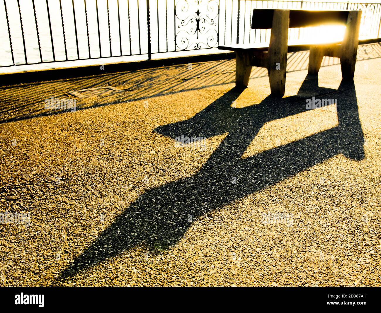 Bench and Shadow with Sunlight in Switzerland Stock Photo - Alamy