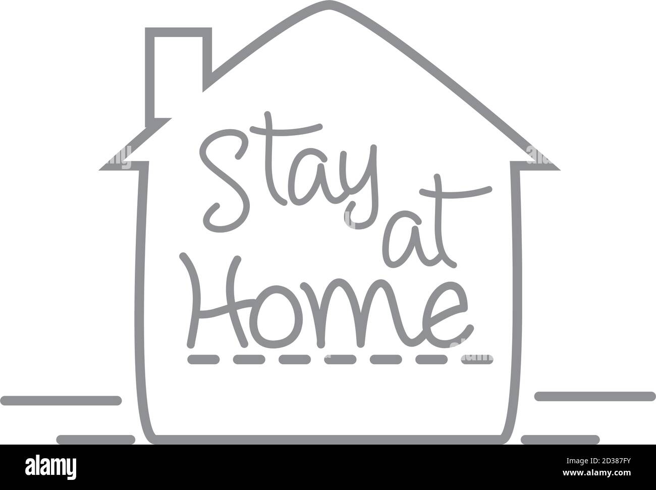 new normal, stay at home, after coronavirus, hand made line style ...