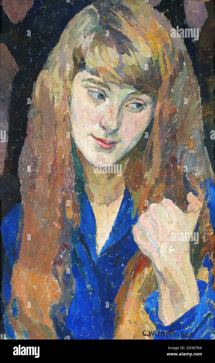 Wilhelmson Carl - Flicka Med Utsläppt Hår - Swedish School - 19th ...