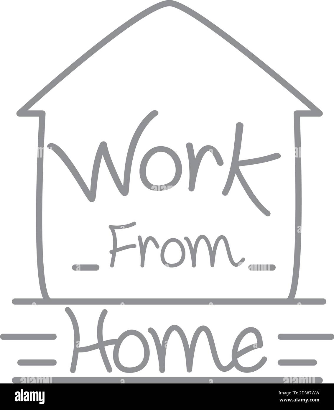 new normal, work from home, after coronavirus, hand made line style ...