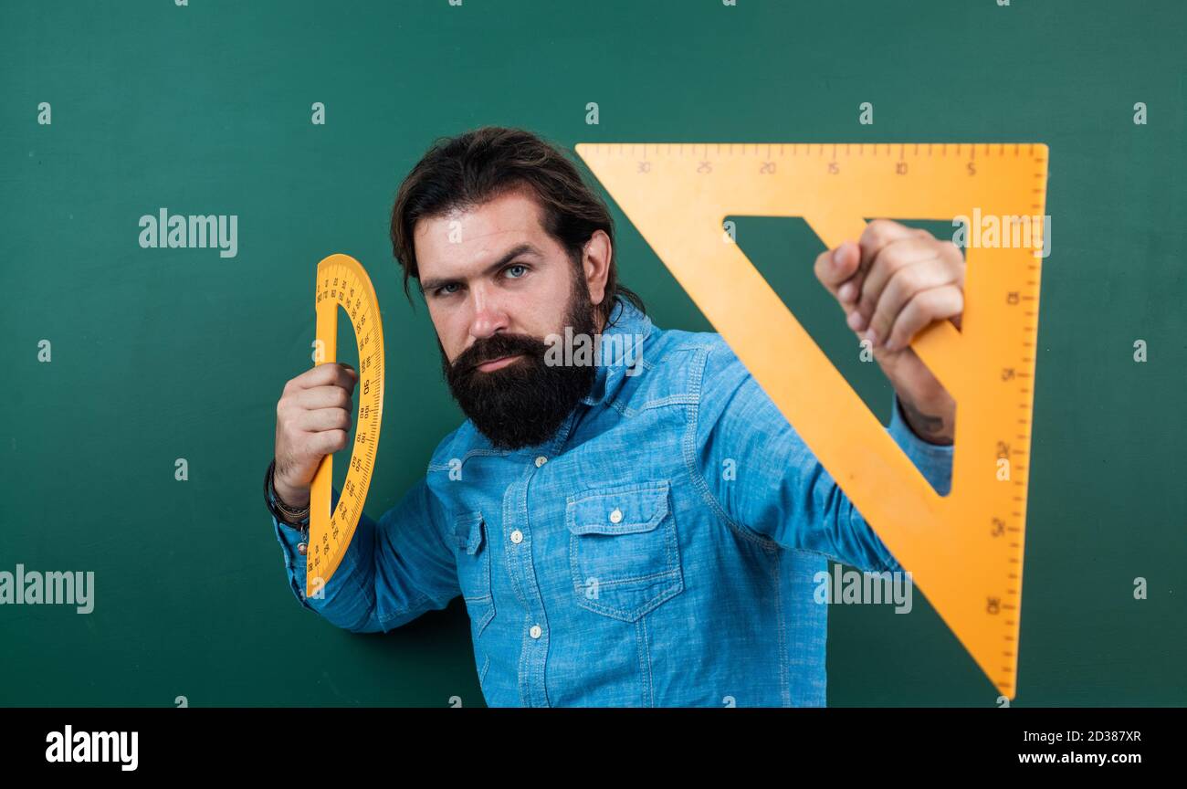 formal education. male student at mathematics school lesson. pass the ...