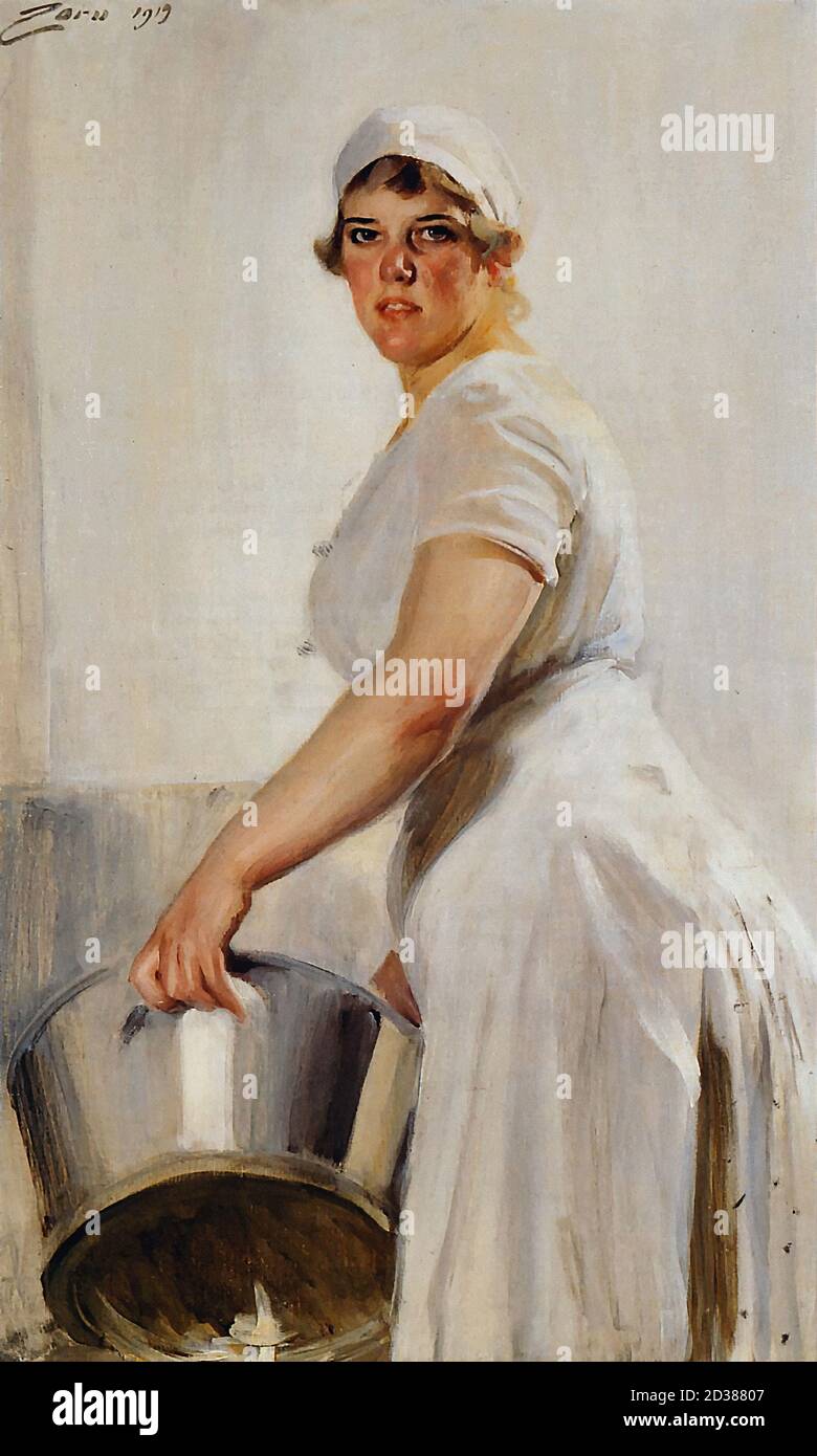 Zorn Anders - a Kitchen Maid - Swedish School - 19th Century Stock ...