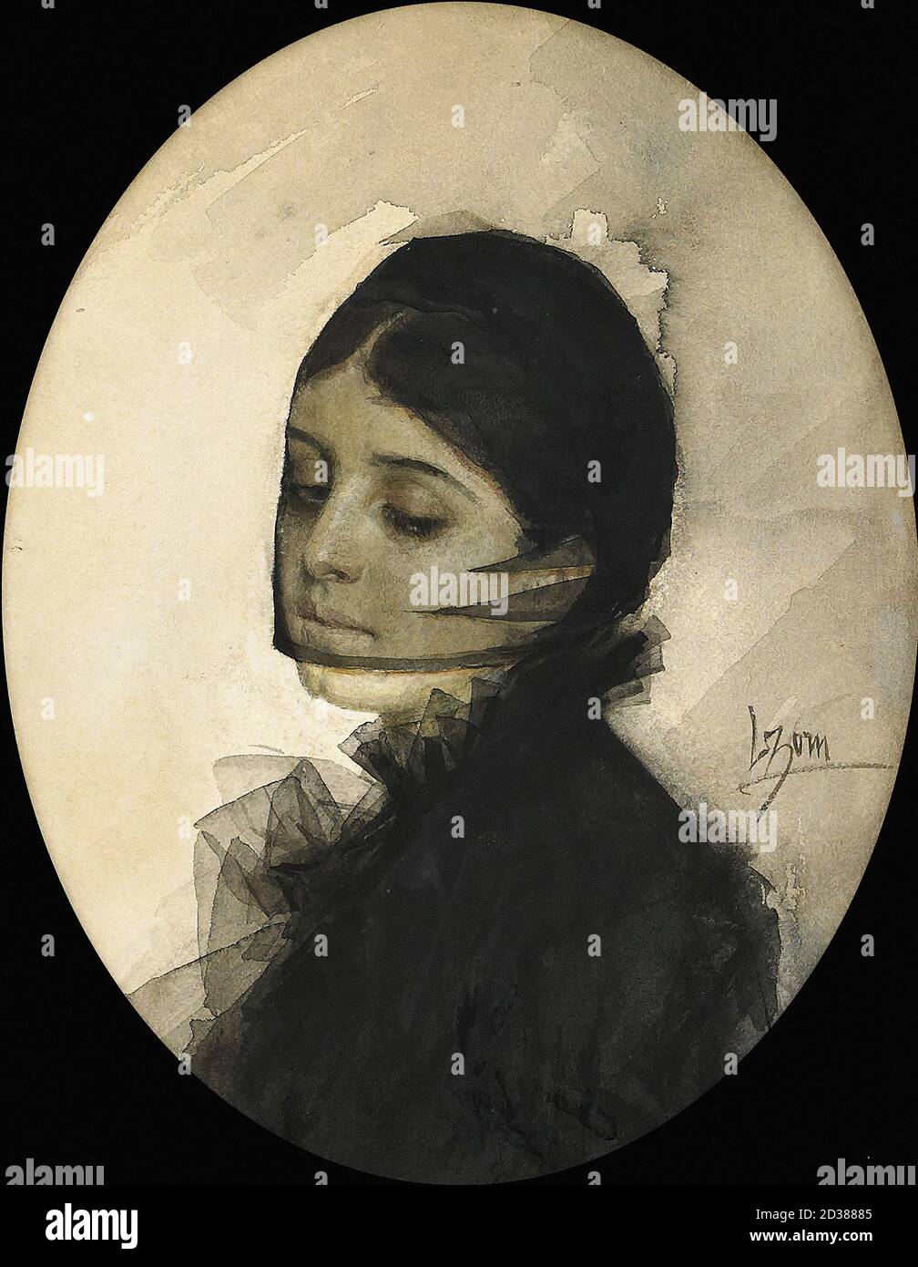 Zorn Anders - in Mourning 3 - Swedish School - 19th Century Stock Photo ...