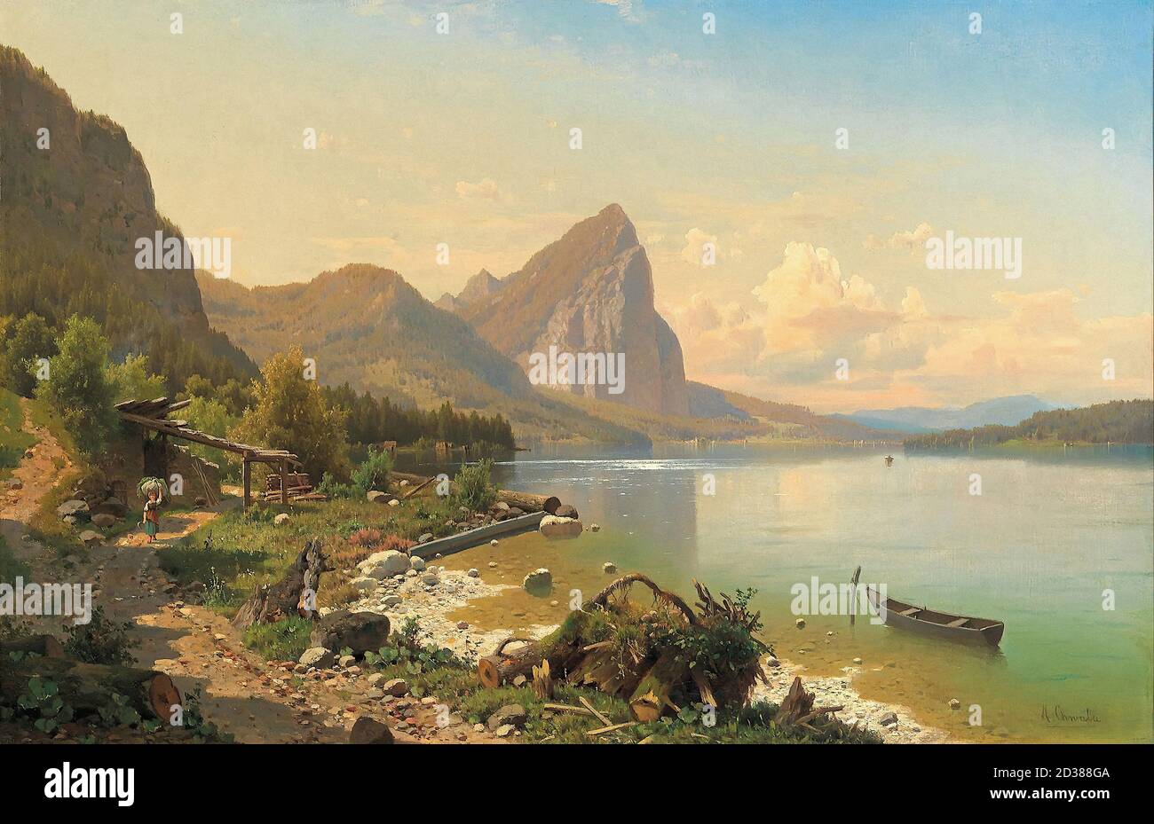 Chwala Adolf - at the Mondsee near Scharfling with a View of the ...