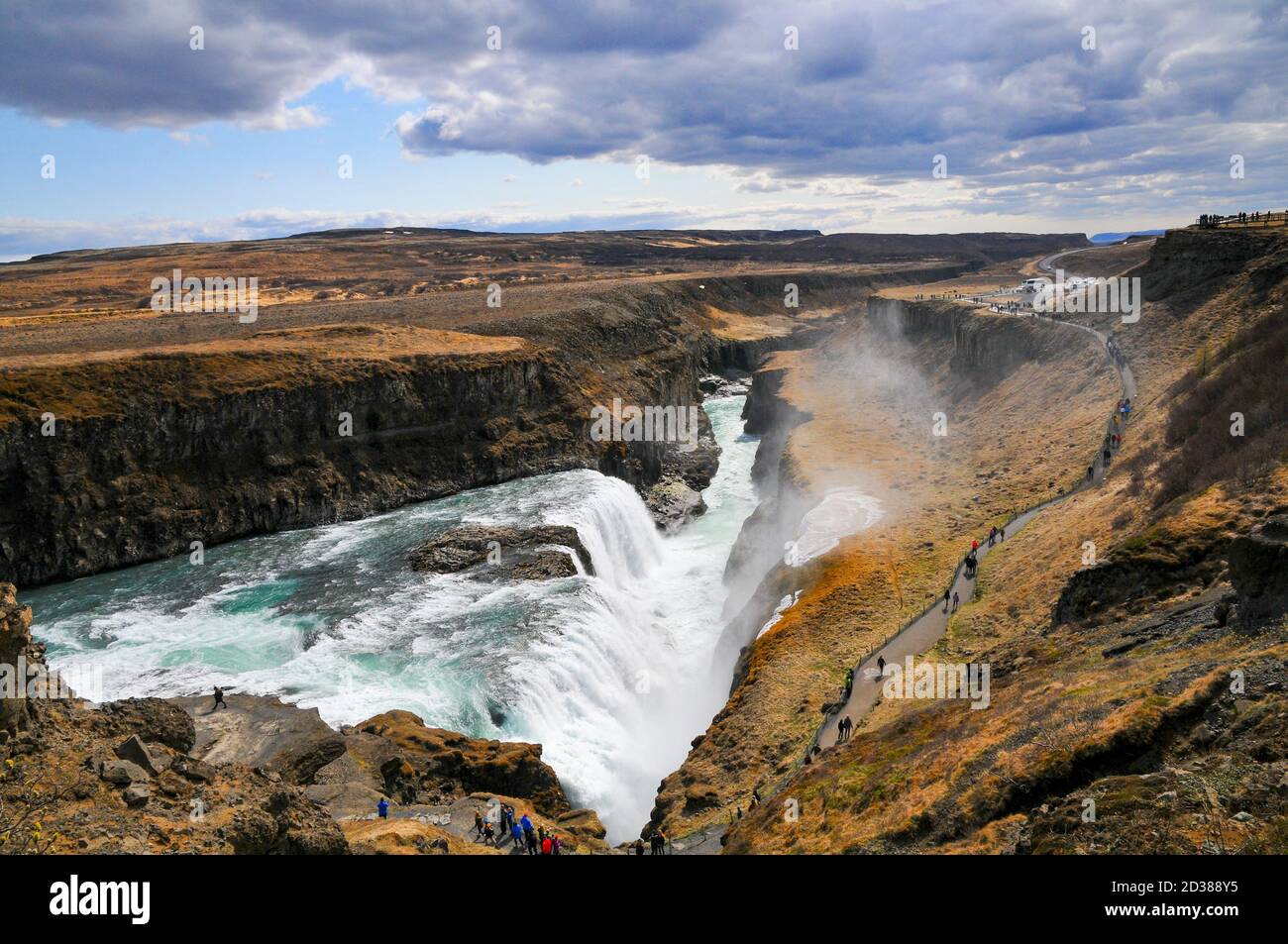 Iceland's lower Gullfoss waterfall cascading into the gorge Stock Photo ...