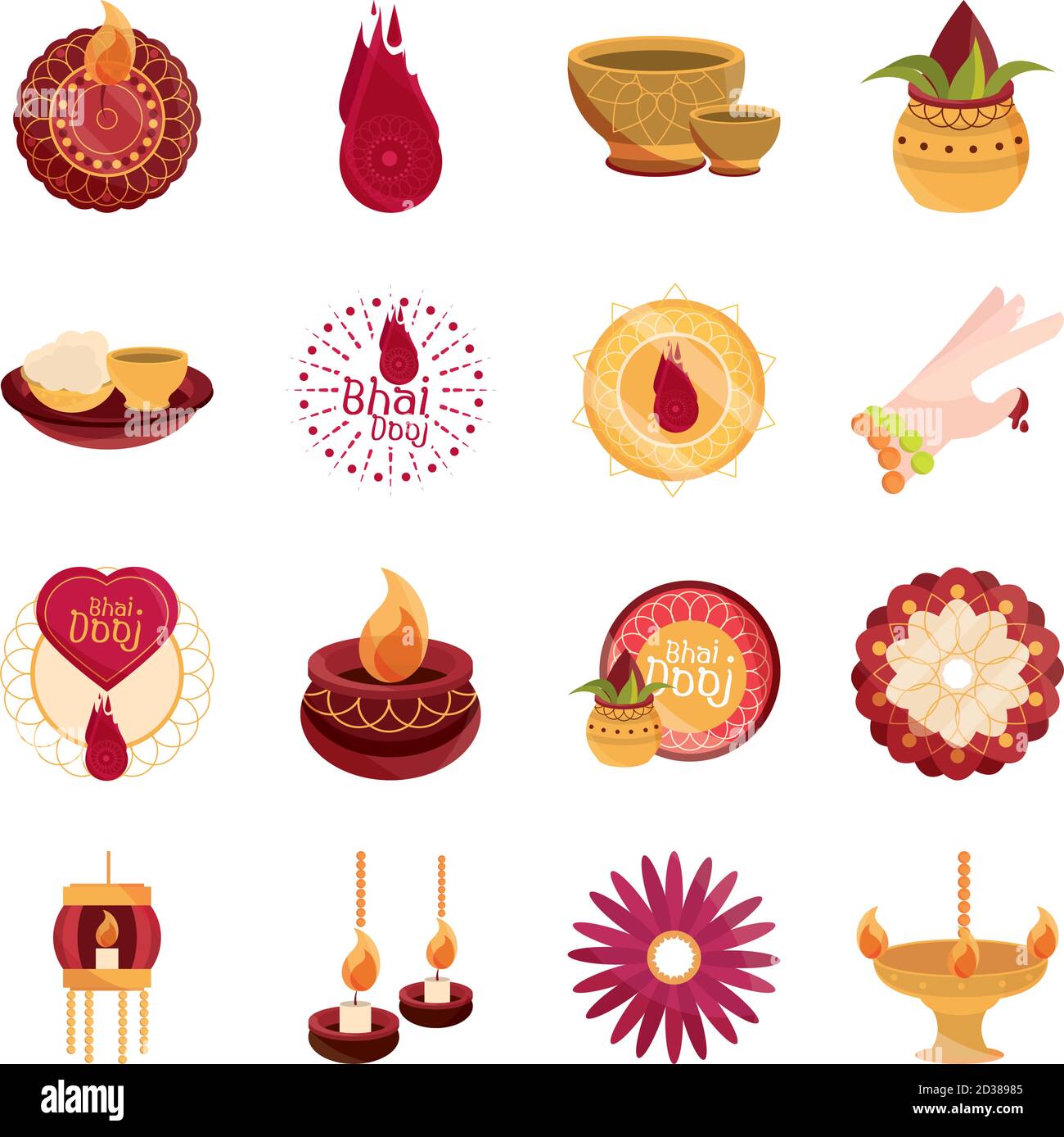 happy bhai dooj, celebration festive hindu , collection icons vector ...