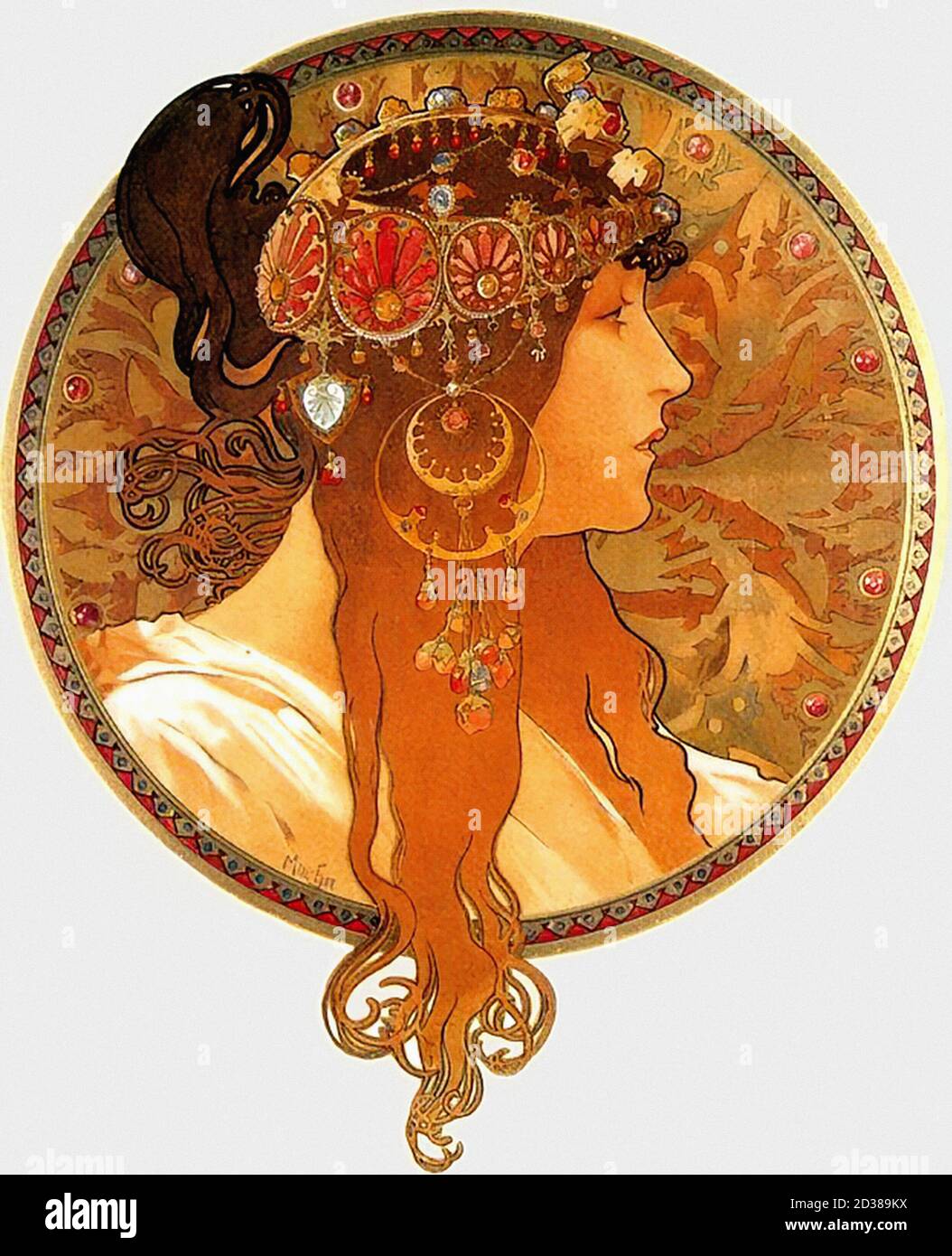 Mucha Alphonse Maria - Byzantine Heads - the Brunette - Czech Republic ...