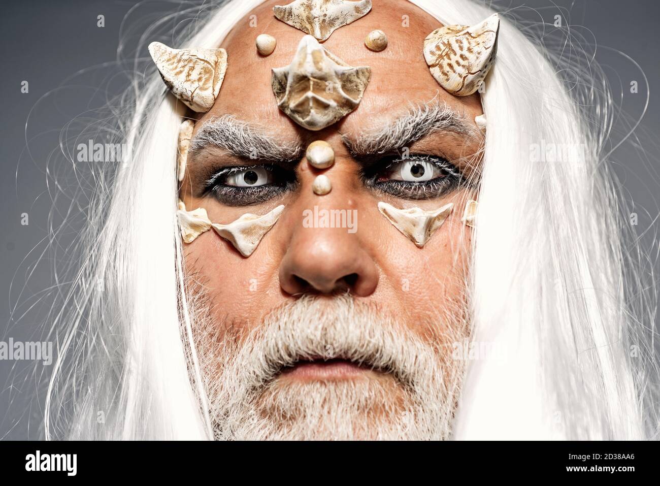 Druid on black background. Horned Devil in his home - Ancient style ...