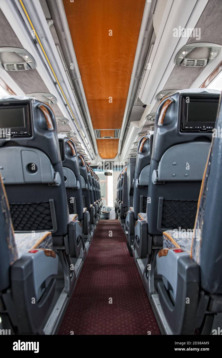 Bright orange tour bus hi-res stock photography and images - Alamy