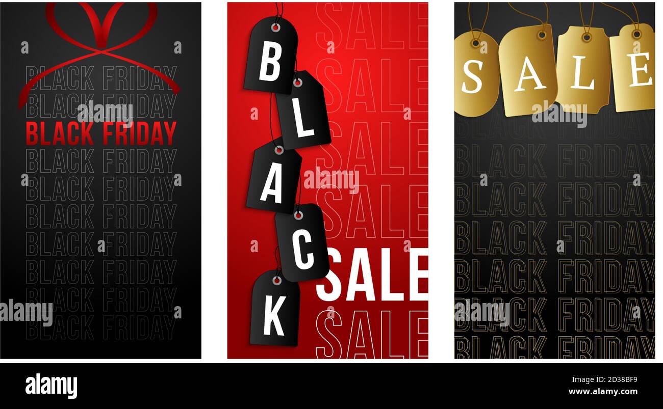 Black Friday vertical banner for stories. Vector Set of black friday ...