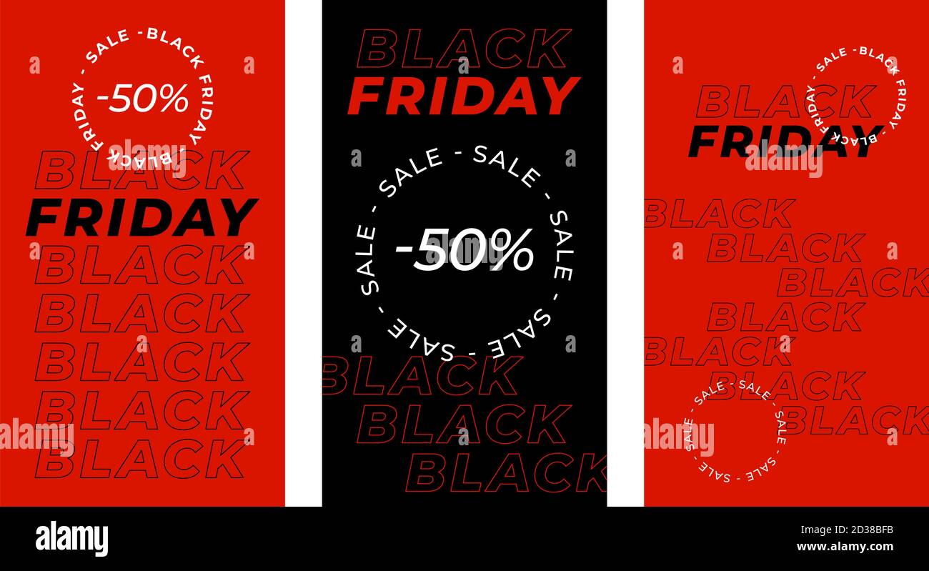 Black Friday vertical banner for stories. Vector Set of black friday ...