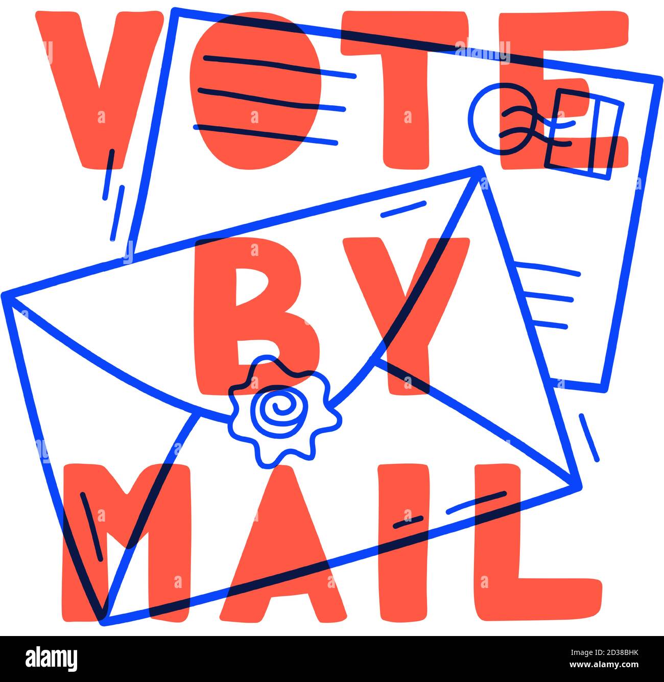 Hand drawn Vote by mail vector illustration. Stay Safe concept The 2020 ...