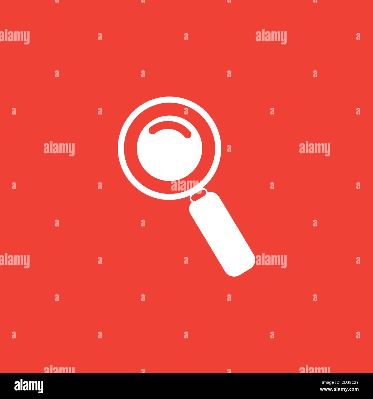 Magnifying Glass Icon On Red Background. Red Flat Style Vector ...