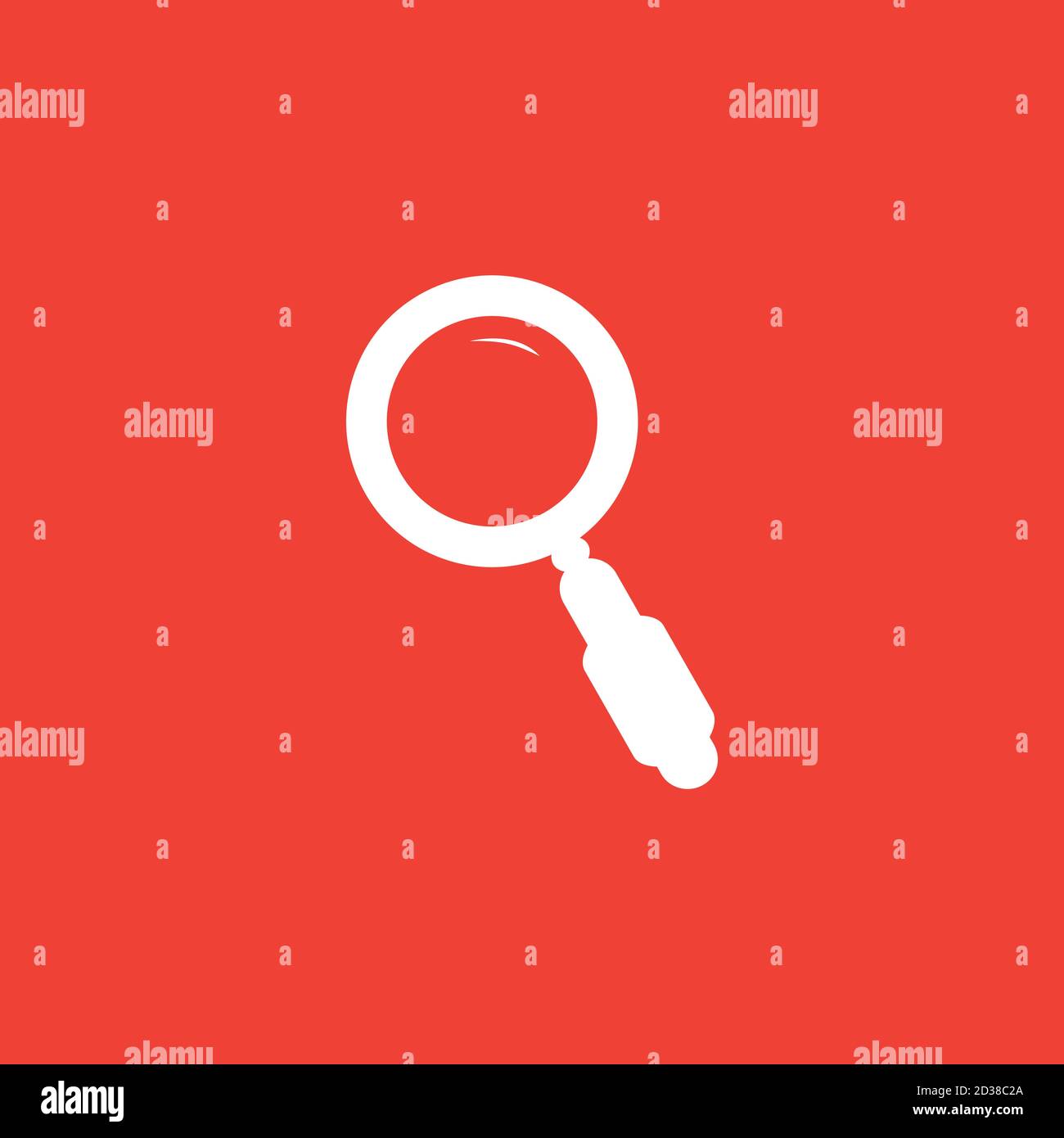 Magnifying Glass Icon On Red Background. Red Flat Style Vector ...