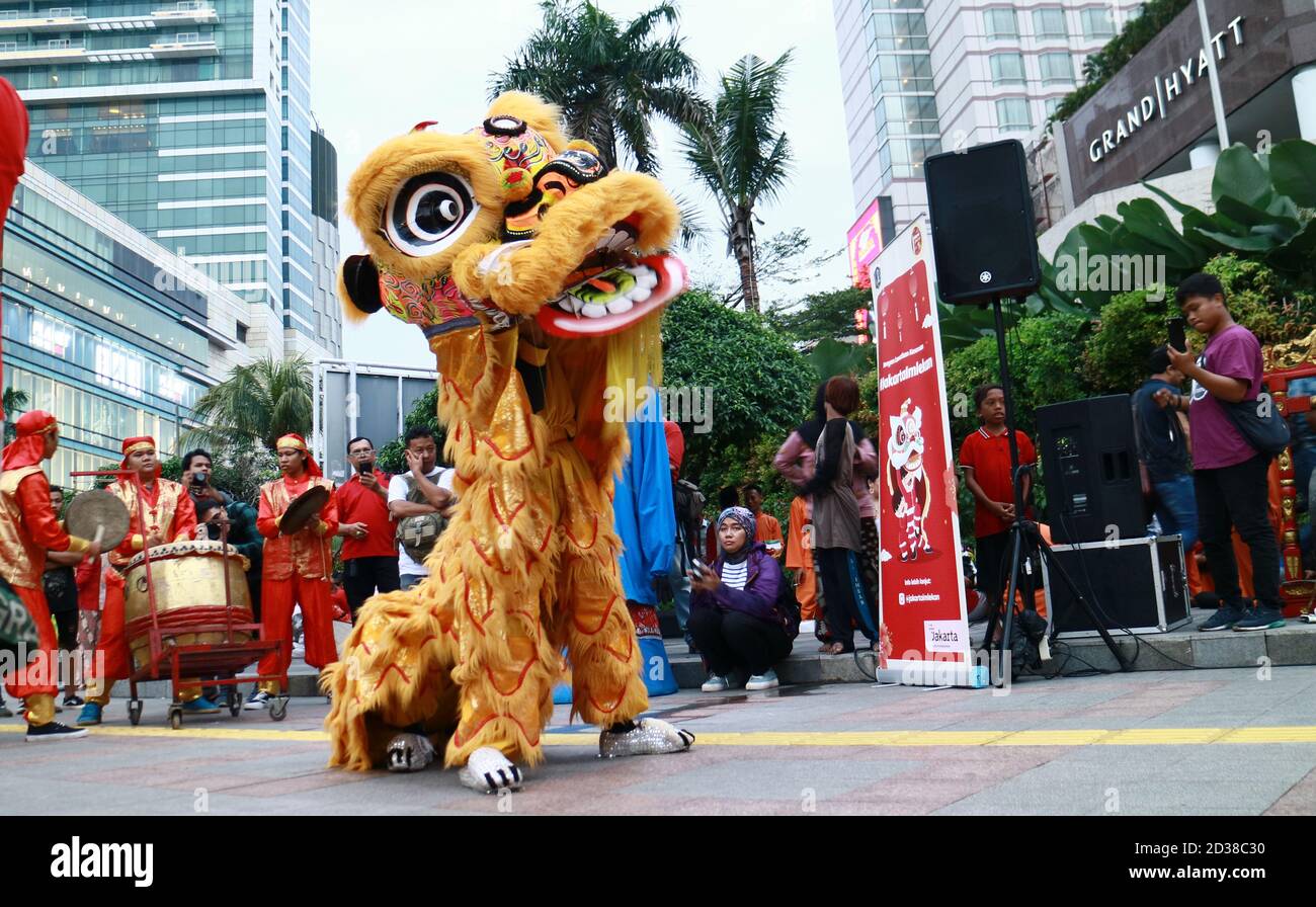Jakarta, Indonesia - January 24, 2020:: Perform of the fast moving Lion ...