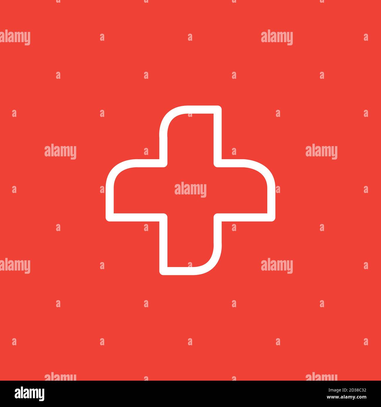 Medical Cross Line Icon On Red Background. Red Flat Style Vector ...
